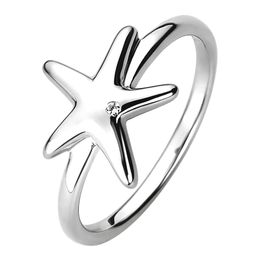 Jobo Damen Fingerring "Seestern", 58, Silber 925 (Sterlingsilber), silber, Silber 925 (Sterlingsilber), Fingerringe, 925 Silber mit Zirkonia