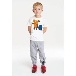 logoshirt M&auml;dchen T-Shirt "Sendung mit der Maus - Maus & Elefant", wei&szlig;, Gr. 104, unifarben, 100% Baumwolle, Shirts, mit coolem Print
