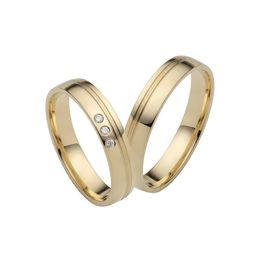 Firetti Damen Trauring "Schmuck Geschenk Gold 750 Hochzeit Ehering "LIEBE"", 72, 0,03 SI = kleine Einschl&uuml;sse mit Brillanten, Gelbgold 375, 4mm,