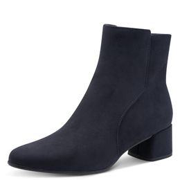 Marco Tozzi Damen Stiefelette, Gr. 38, blau, Textil, Veloursleder, Schuhe, Blockabsatz, Businessschuh, Ankleboots mit Ziern&auml;hen