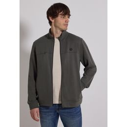 Street One MEN Herren Kurzjackeoil grau, Gr. S, unifarben, Web, 50% Baumwolle, 50% Polyester, Jacken, mit Stehkragen
