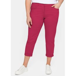 sheego Damen 7/8-Hose, lila, Gr. 58, unifarben, 97% Baumwolle, 3% Elasthan, Hosen