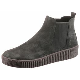 Gabor Damen Chelseaboots, Gr. 36, grau, Veloursleder, unifarben, Schuhe, Plateau, Stiefelette, Schlupfschuh mit dezenten Kontrastn&auml;hten