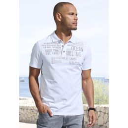 John Devin Herren Poloshirt "mit Print", wei&szlig;, Gr. M, bedruckt, Slub, Obermaterial: 100% Baumwolle, Shirts, Regular-Fit, aus Slub-Qualit&auml;t, mit Print