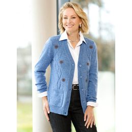 Classic Basics Damen Strickjacke, blau, Gr. 44, meliert, 73% Polyacryl, 20% Polyamid, 7% Polyester, Strickjacken