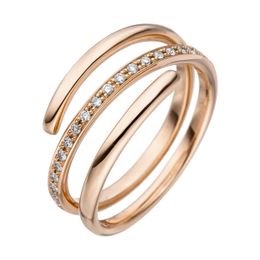 Jobo Damen Diamantring, 58, SI = kleine Einschl&uuml;sse, Diamanten Ros&eacute;gold 585, rosa, Diamanten, Ros&eacute;gold 585, Fingerringe, 585 Ros&eacute;gold mit 20 Diamanten