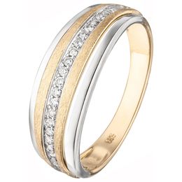 Jobo Damen Fingerring, 58, SI = kleine Einschl&uuml;sse, Diamanten Gelbgold 585 Wei&szlig;gold 585, gelb, Diamanten, Gelbgold 585, Wei&szlig;gold 585, Fingerringe,