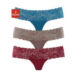 Vivance Damen String, Gr. 32, bunt, Single Jersey, Obermaterial: 95% Baumwolle, 5% Elasthan. Spitze: 93% Polyamid, 7% Elasthan (LYCRA), unifarben,