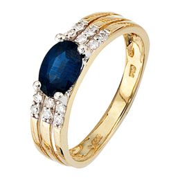 Jobo Damen Diamantring, 52, P1 = bei 10-facher Vergr&ouml;&szlig;erung erkennbare Einschl&uuml;sse, Diamanten Gelbgold 585, gelb, Diamanten, Gelbgold 585,