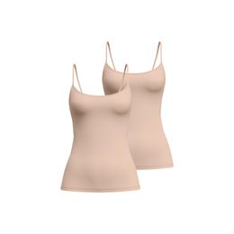 Calida Damen Unterhemd "Unterhemd Sleek Skin Spaghetti Top 2P 2er Pack", Gr. 48, beige, Obermaterial: 73% Polyamid PA. 27% Elasthan EL., Unterhemden