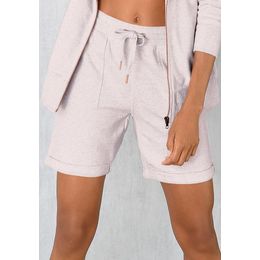 Damen Bermudas, BENCH. LOUNGEWEAR, Gr. 44, beige, Sweatware, Obermaterial: 90% Baumwolle, 10% Polyester, meliert, unifarben, Basic, Hosen, mit
