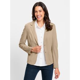 Inspirationen Damen Jerseyblazer "Jersey-Blazer", beige, Gr. 40, 58% Viskose, 36% Polyamid, 6% Elasthan, Blazer