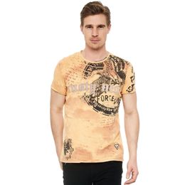 Rusty Neal Damen T-Shirt, braun, Gr. L, bedruckt, 100% Baumwolle, Shirts, mit eindrucksvollem Print