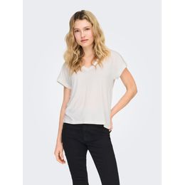 V-Shirt Only "ONLFREE LIFE S/S V-NECK LACE TOP JRS", Damen, Gr. XS, cloud dancer detail:skye lace, Jersey, Obermaterial: 70% Modal, 30% Polyester, unifarben, loose fit normal, V-Ausschnitt, Shirts, Materialmix, loose fit, V-Ausschnitt