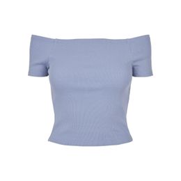 Urban Classics Damen T-Shirt "Urban Classics Damen Ladies Off Shoulder Rib Tee"violablau, Gr. 5XL, unifarben, 97% Baumwolle, 3% Elasthan, Shirts