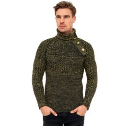 Rusty Neal Herren Strickpullover, gelb, Gr. XXXL, meliert, 70% Polyacryl, 30% Baumwolle, Pullover, mit modischen Zierkn&ouml;pfen