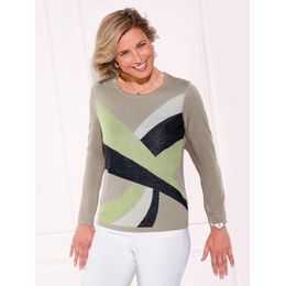 Classic Basics Damen Jacquardpullover "Langarm-Pullover", braun, Gr. 40, gemustert, mehrfarbig, 100% Polyacryl, Pullover