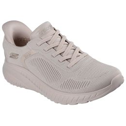 Skechers Damen Slip-On Sneaker "BOBS SQUAD CHAOS-CURRENT MUSE", Gr. 35, beige, Textil, Schuhe, Freizeitschuh f&uuml;r Maschinenw&auml;sche geeignet