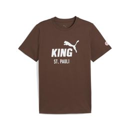 Puma Herren T-Shirt "FC St. Pauli KING Logo T-Shirt Herren"espresso braun wei&szlig;, Gr. XL, clean, 100% Baumwolle, Shirts