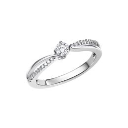 Damen Fingerring "Gold 585 mit 25 Brillanten zus. 0,25ct.", 019 (60,0), 0,25 P2 = erkennbare Einschl&uuml;sse, Gold, wei&szlig;, Diamonds by Ellen K., Gold,