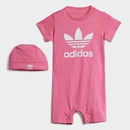 M&auml;dchen Overall "GIFT SET JUMPSUIT UND BEANIE", pink, Gr. 74, adidas originals, Obermaterial: 100% Baumwolle, Overalls
