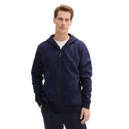 Tom Tailor Herren Kapuzensweatjacke, blau, Gr. M, unifarben, Sweatware, Obermaterial: 70% Baumwolle, 30% Polyester, Sweatjacken, mit Kapuze