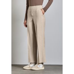 Street One Damen Stoffhose, beige, Gr. 44, unifarben, Stoff, 64% Viskose, 31% Polyester, 5% Elasthan, Hosen, High Waist