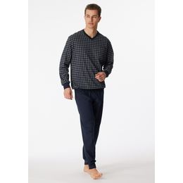 Schiesser Herren Schlafanzug "Dark Sapphire", Gr. 25, blau, Single Jersey, Obermaterial: 100% Baumwolle, kariert, Homewear-Sets, mit klassischem