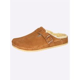 MUBB Damen Hausschuh, Gr. 40, braun, Lammfell, Leder, Basic, Schuhe