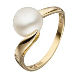 Jobo Damen Perlenring, 58, Gelbgold 585 Perlen, gelb, Gelbgold 585, Perlen, Fingerringe, 585 Gold mit einer S&uuml;&szlig;wasser-Zuchtperle