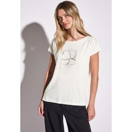 Street One Damen T-Shirt, wei&szlig;, Gr. 44, bedruckt, Web, 50% Modal, 50% Baumwolle, Shirts, im soften Baumwoll-Mix