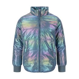 ZIGZAG Kinder Outdoorjacke "Tale", blau, Gr. 140, bedruckt, kariert, 100% Polyester, Jacken, im stylischen Metallic-Design