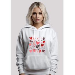F4NT4STIC Damen Kapuzenpullover "Cute Herzen Variety Valentinstag", wei&szlig;, Gr. L, Obermaterial: 65% Baumwolle, 35% Polyester, Pullover, Premium