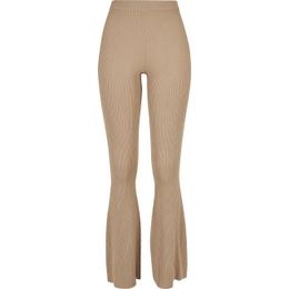 Urban Classics Damen Leggings "Urban Classics Damen Ladies Rib Knit Bootcut Leggings"unionbeige, Gr. XL, unifarben, 35% Viskose, 35% Polyacryl, 30%