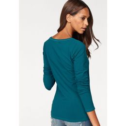Vivance Damen Langarmshirt "aus elastischer Baumwoll-Qualit&auml;t", gr&uuml;n, Basic, Gr. 36, unifarben, Single Jersey, Obermaterial: 95% Baumwolle, 5%