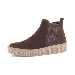 Gabor Damen Chelseaboots, Gr. 44, braun, Veloursleder, unifarben, Schuhe, Plateau, Stiefelette, Schlupfschuh mit dezenten Kontrastn&auml;hten