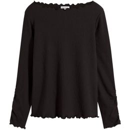 bonprix Damen Langarmshirt "Shirt", schwarz, Gr. 52, unifarben, Obermaterial: 98% Polyester, 2% Elasthan, Shirts, bequeme Passform,