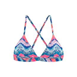 Venice Beach Damen Triangel-Bikini-Top "Face", blau, Gr. 34, bedruckt, gemustert, Polyamid, Bikini-Oberteile, mit sommerlichem Print