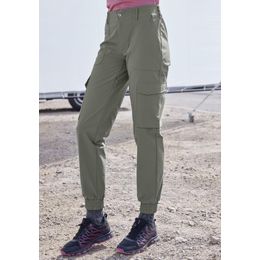 Damen Trekkinghose, gr&uuml;n, Gr. 38, VIVANCE ACTIVE BY LASCANA, unifarben, Obermaterial: 92% Polyamid, 8% Elasthan, Hosen, sportlicher Cargo Jogger mit
