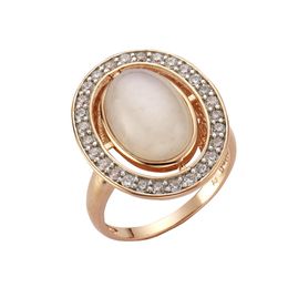 ZEEme Damen Fingerring "Silber 925 ros&eacute; vergoldet mit echtem Mondstein Zirkonia", 058 (18,5), Silber 925 (Sterlingsilber), rot, Silber 925