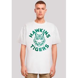 F4NT4STIC Damen T-Shirt "Stranger Things Hawkins Tigers", wei&szlig;, Gr. XS, Obermaterial: 100% Baumwolle, Shirts, Premium Qualit&auml;t