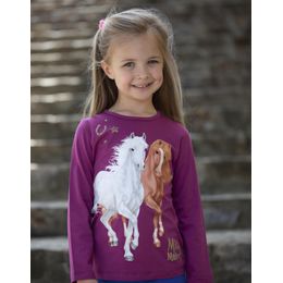 Miss Melody M&auml;dchen Langarmshirt, rot, Gr. 152, bedruckt, Single Jersey, Obermaterial: 100% Baumwolle, Shirts, mit gro&szlig;em Pferde-Frontmotiv
