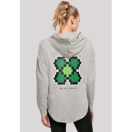 F4NT4STIC Damen Kapuzenpullover "Silvester Happy New Year Pixel Kleeblatt", grau, Gr. S, Obermaterial: 100% Baumwolle, Pullover, Print