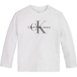 M&auml;dchen Langarmshirt "MONOGRAM LS T-SHIRT", Calvin Klein Jeans, Gr. 98, wei&szlig;, Jersey, Obermaterial: 93% Baumwolle, 7% Elasthan, unifarben, Shirts,