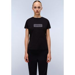 Napapijri Damen Kurzarmshirt "S-BOX LOGO SS W 1 A69 LANGOUSTINO A69", schwarz, Gr. M, Single Jersey, Obermaterial: 100% Baumwolle, Shirts, Mit
