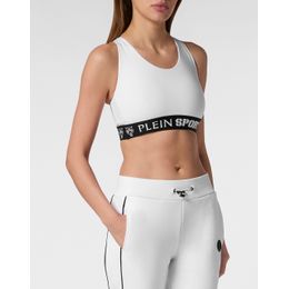 Plein Sport Damen Lauftop "Sporttop", wei&szlig;, Gr. XS, Obermaterial: 90% Polyester, 10% Elasthan, Tops
