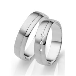 Firetti Damen Trauring "Schmuck Geschenk Gold 750 Hochzeit Ehering "LIEBE"", 72, 0,03 SI = kleine Einschl&uuml;sse mit Brillanten, Wei&szlig;gold 375, 5mm,