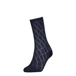 Tommy Hilfiger Damen Socken "TH WOMEN SOCK PREMIUM ARGYLE", Gr. 39navy, Baumwollmischung, Socken