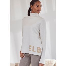 ELBSAND Damen Sweater, Gr. 36, wei&szlig;, Feinstrick, Obermaterial: 50% Viskose, 28% Polyester, 22% Polyamid, meliert, Sweatshirts, Rollkragenpullover aus