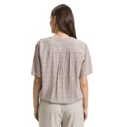 Tom Tailor Damen Klassische Bluse "Regular"soft taupe geometric minimal, Gr. 46, gemustert, Web, Obermaterial: 100% Viskose, Blusen, mit All-Over